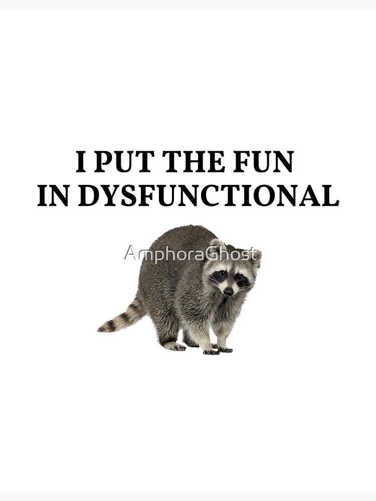 "I put the fun in Dysfunctional - Raccoon Meme" Poster for Sale by ...