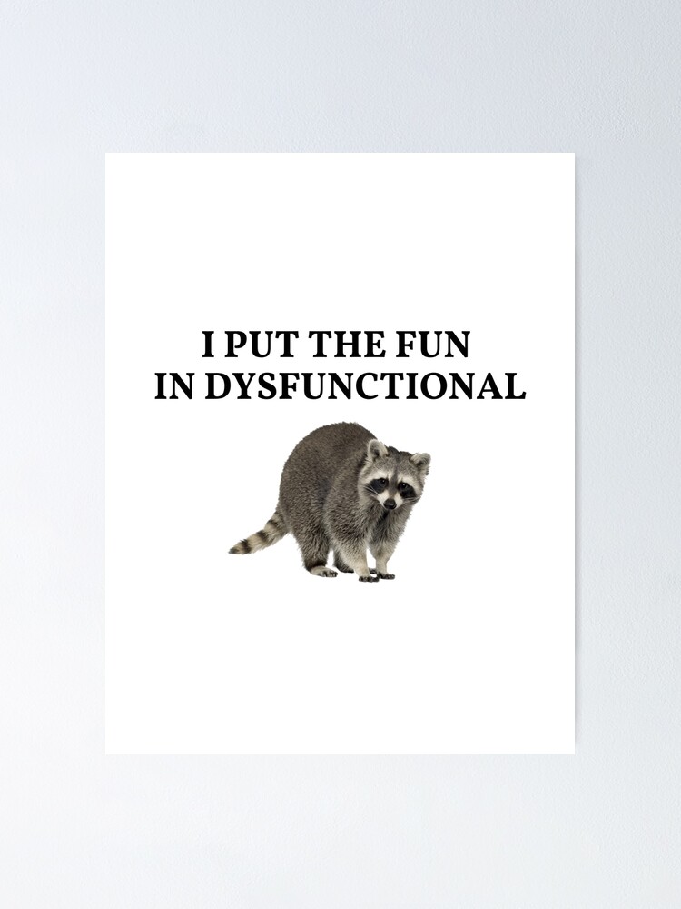 "I put the fun in Dysfunctional - Raccoon Meme" Poster for Sale by ...