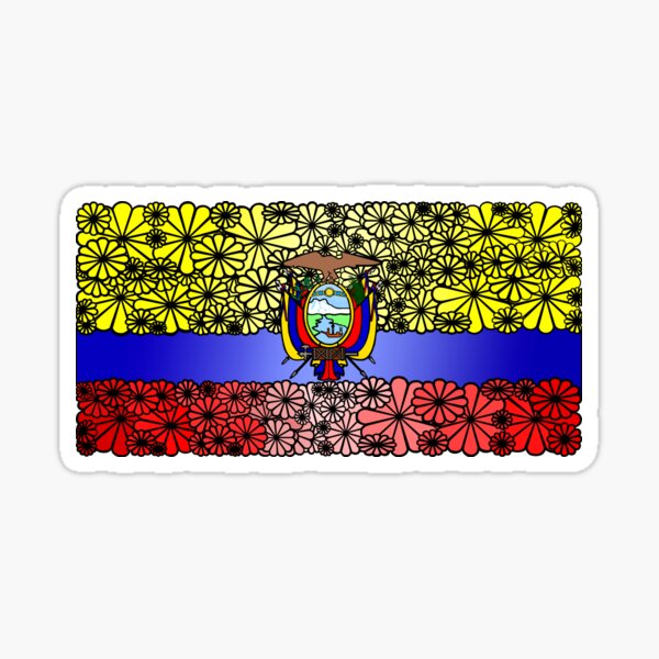 "Floral Flag of Ecuador" Sticker for Sale by michiluli | Redbubble