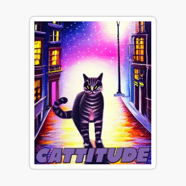"Cattitude " Sticker for Sale by BrightC | Redbubble