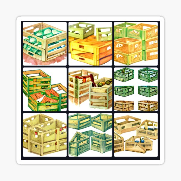 "Crates art" Sticker for Sale by CinderPress | Redbubble