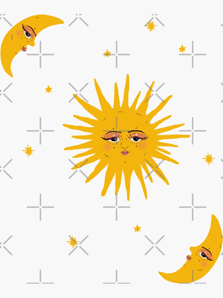 "Celestial sun moon and stars" Sticker for Sale by Mermaidssparkle ...