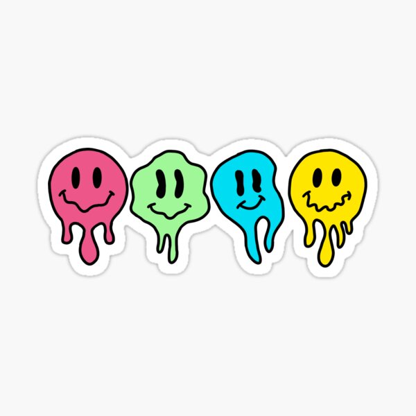 "colorful drippy smiles " Sticker for Sale by Keragansdesigns | Redbubble