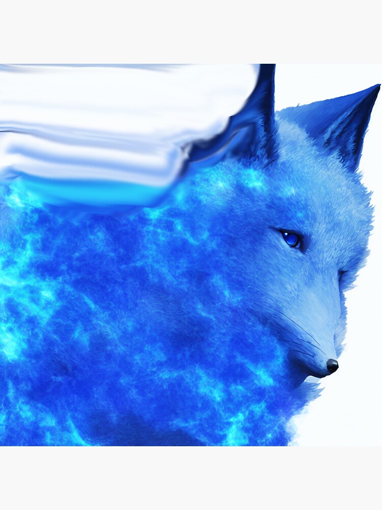 "Blue Foxes with Blue Flames Digital Art" Sticker for Sale by ...