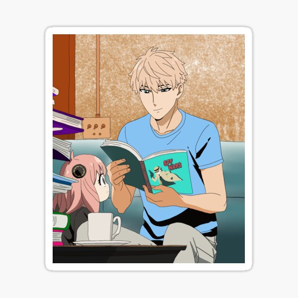 "Anya and Loid Reading" Sticker for Sale by OdysseysMuse | Redbubble