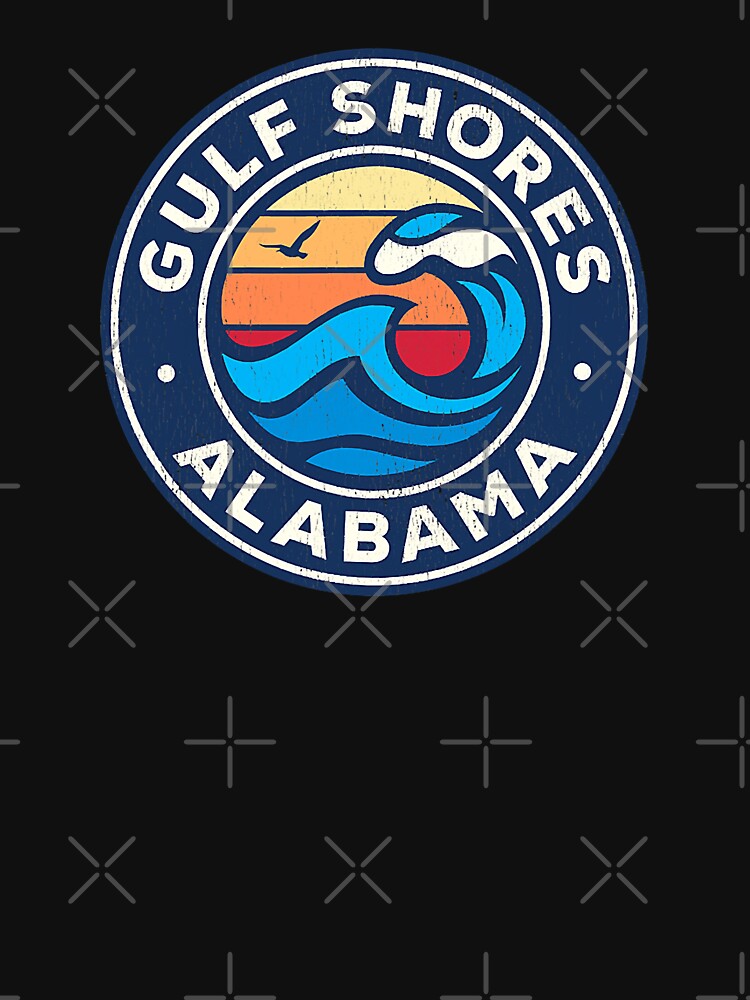 "Gulf Shores Alabama AL Vintage Nautical Waves Design" T-shirt for Sale ...