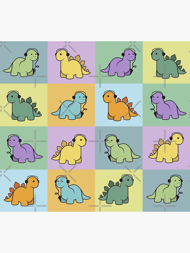 "Dinosaur Colorful Grid Pattern" Sticker for Sale by vron615 | Redbubble