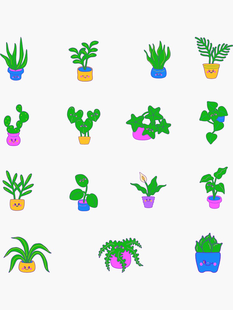 "Happy Plants Sticker Set " Sticker for Sale by GrimeCityMerch | Redbubble