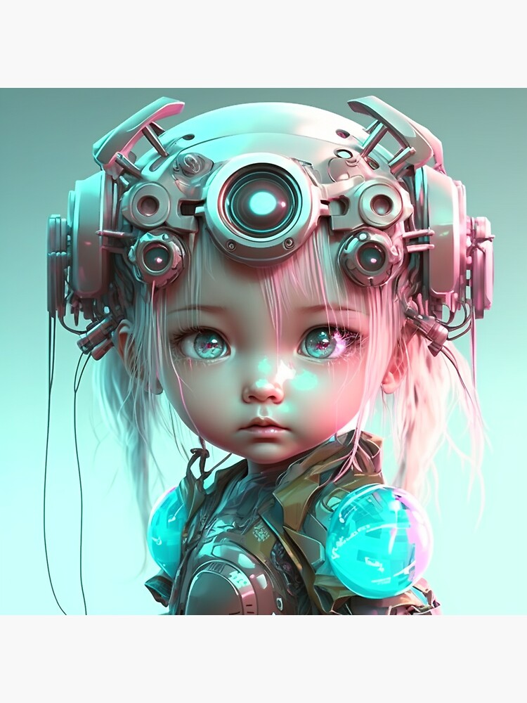 "AI Chibi Robot Girl" Sticker for Sale by AI-Art-by-Chira | Redbubble