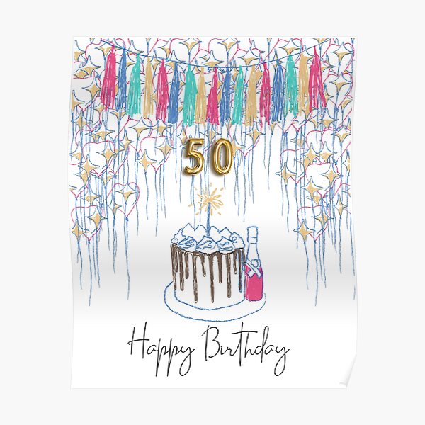 "Happy 50th birthday | 50" Poster for Sale by NishaNL | Redbubble