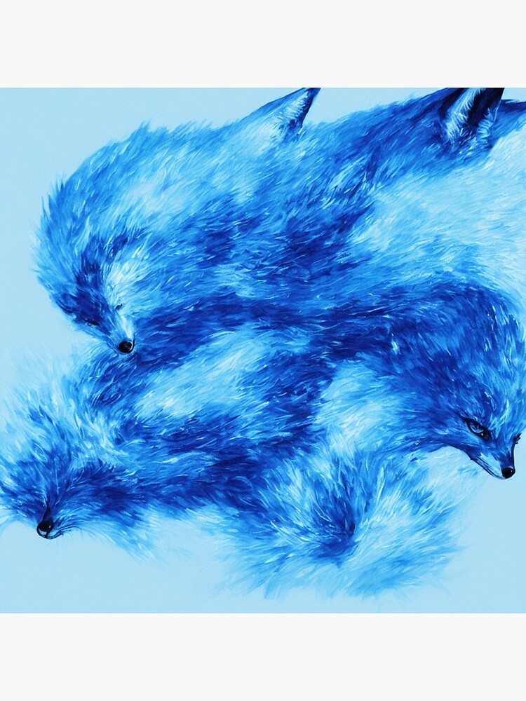 "Blue Foxes with Blue Flame Bodies Digital Art" Sticker for Sale by ...