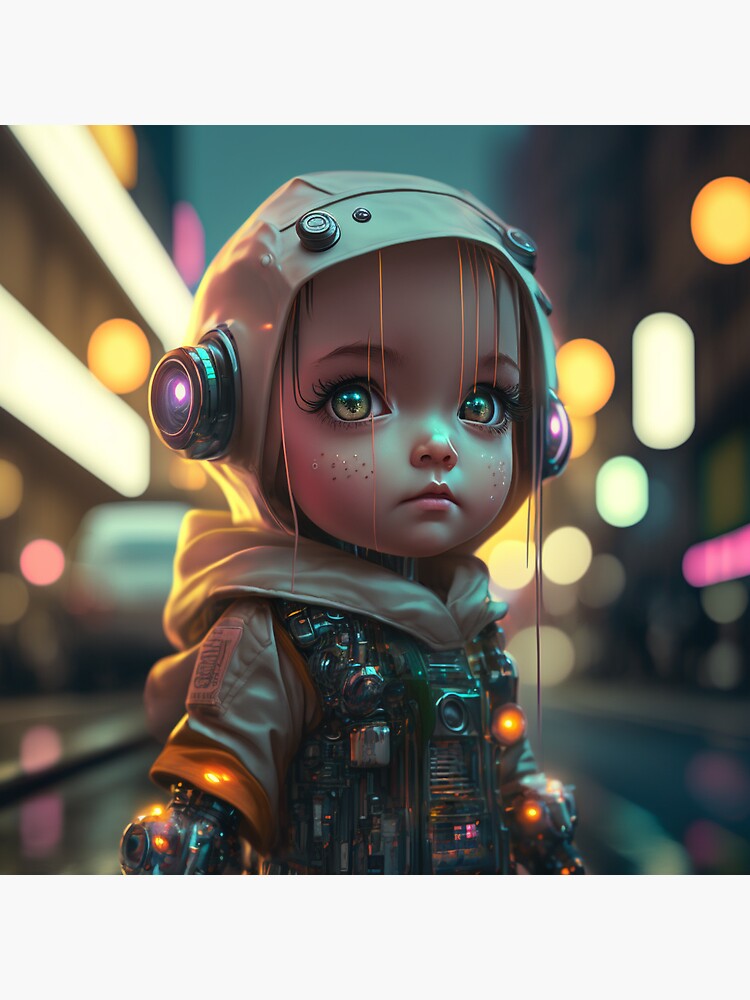 "AI Chibi Robot Girl" Sticker for Sale by AI-Art-by-Chira | Redbubble