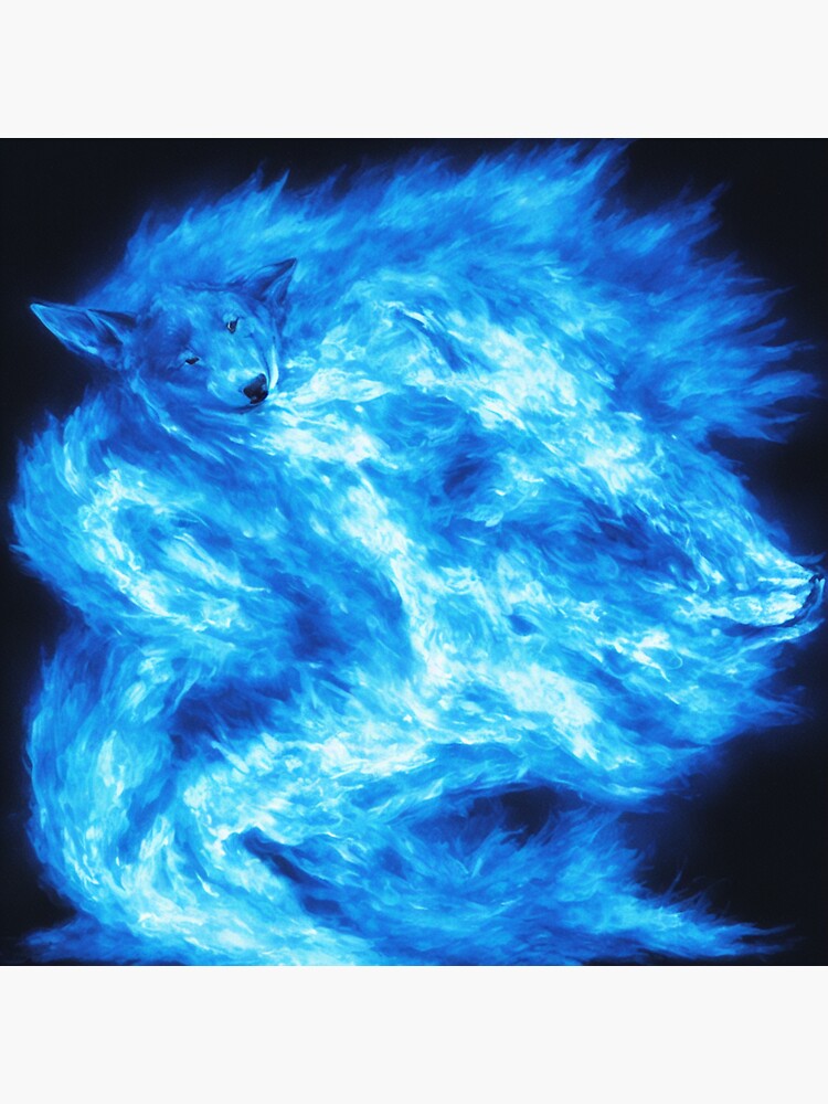 "Copy of Blue Wolves with Blue Flame Bodies Digital Art" Sticker for ...