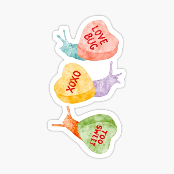 "Love Slugs Valentines Candy Hearts Watercolor " Sticker for Sale by ...