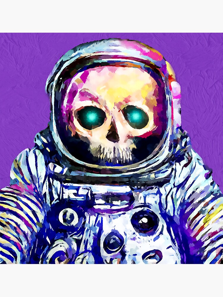 "Skeleton astronaut abstract colorful art" Sticker for Sale by shrolts | Redbubble