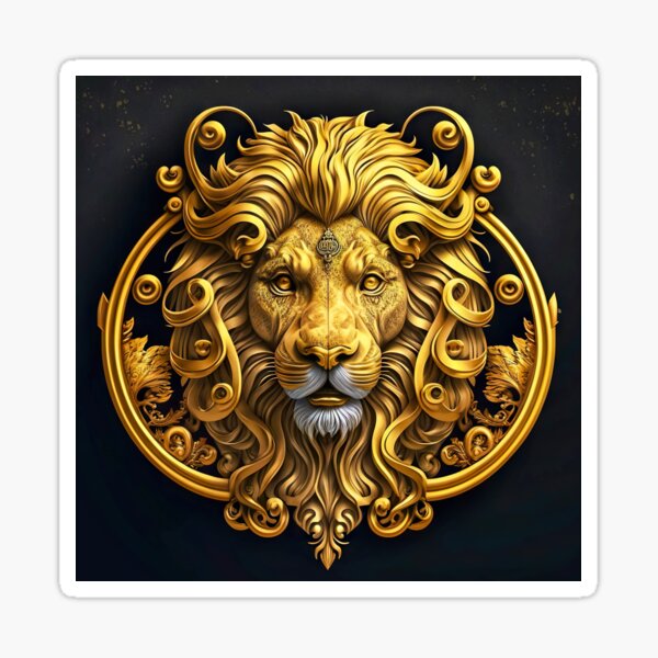 "Golden Lion" Sticker for Sale by Abysmalart | Redbubble