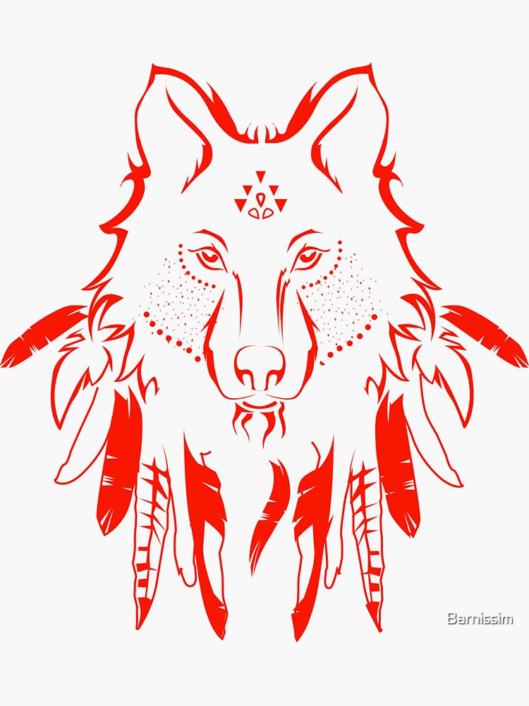"Wolf Tribe Red" Sticker for Sale by Barnissim | Redbubble