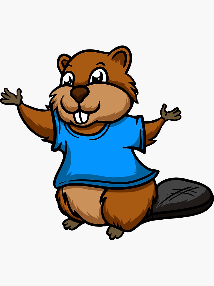 Pegatina «Lindo castor de personaje de dibujos animados similar a un ...