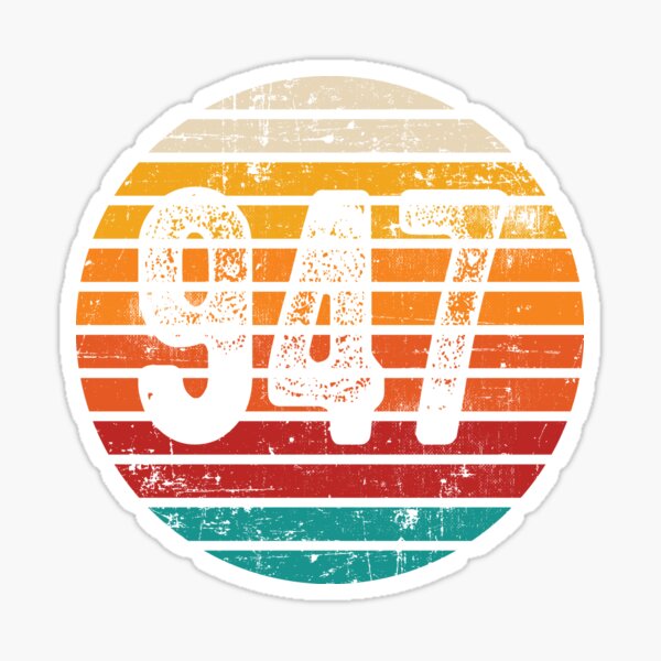 "Distressed Vintage Sunset 947 Area Code" Sticker for Sale by ...