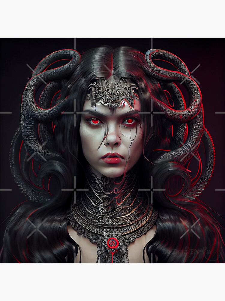 "Beautiful medusa woman with snakes, red eyes, creepy spooky gothic ...