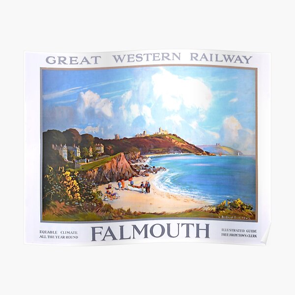 "Vintage railway poster for the GWR Advertising Falmouth" Poster for ...