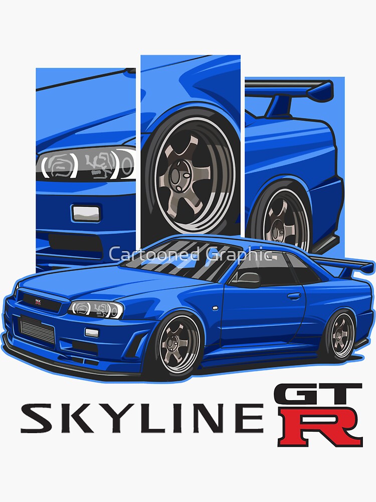 "The Legendary Nissan Skyline GTR R34" Sticker for Sale by ...