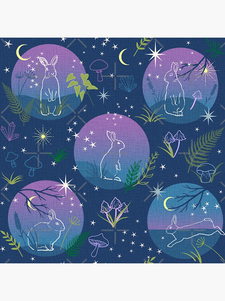"mystical moon rabbits" Sticker for Sale by shopvole | Redbubble