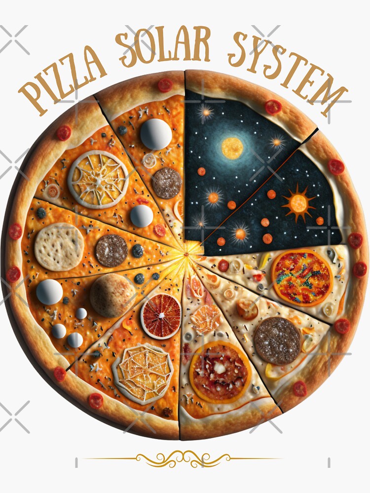 "Pizza solar system" Sticker for Sale by GorinART | Redbubble