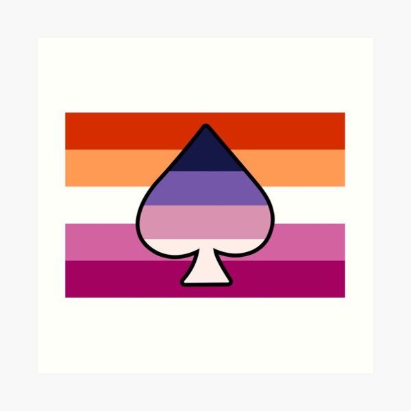 "Asexual spectrum and lesbian pride flag with ace of spades" Art Print ...