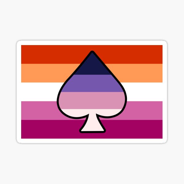 Asexual Spectrum And Lesbian Pride Flag With Ace Of Spades Sticker