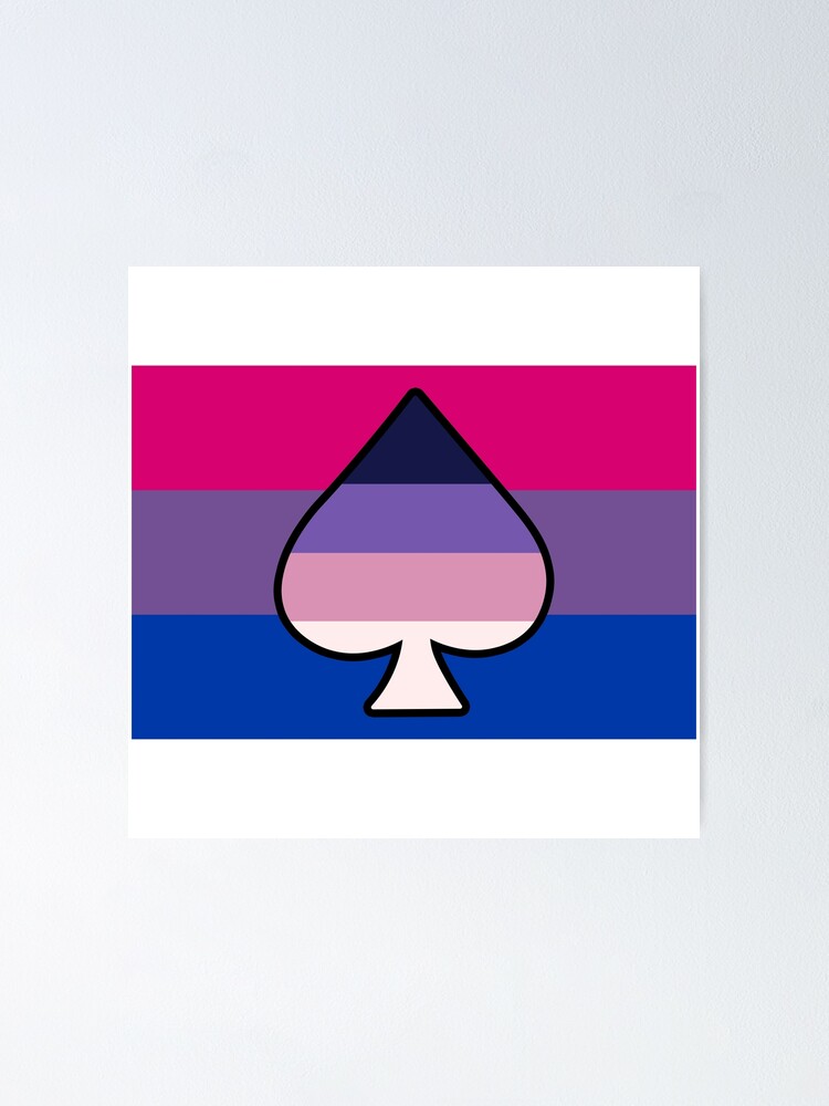 Asexual Spectrum And Bisexual Pride Flag With Ace Of Spades Poster
