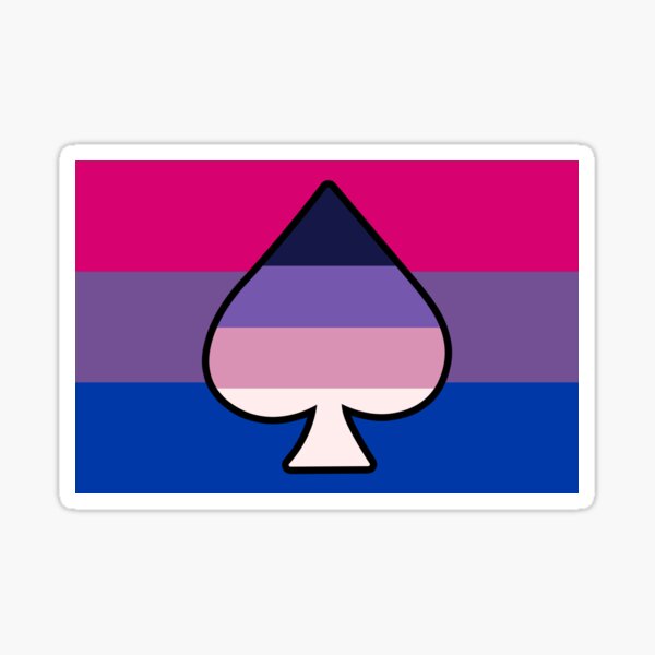 "Asexual spectrum and bisexual pride flag with ace of spades" Sticker ...