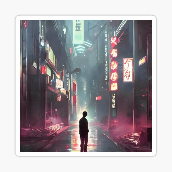 "Neo Tokyo - Night Lights - A Lonely Boy" Sticker for Sale by Trendy ...