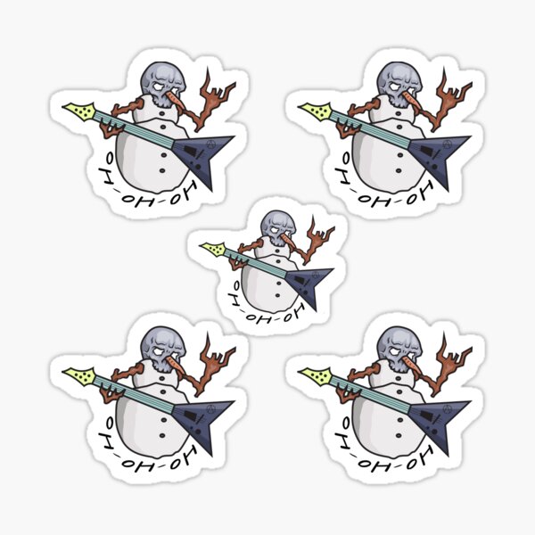 "Hand drawn snowman skull playing a guitar, a funny winter Xmas gift ...