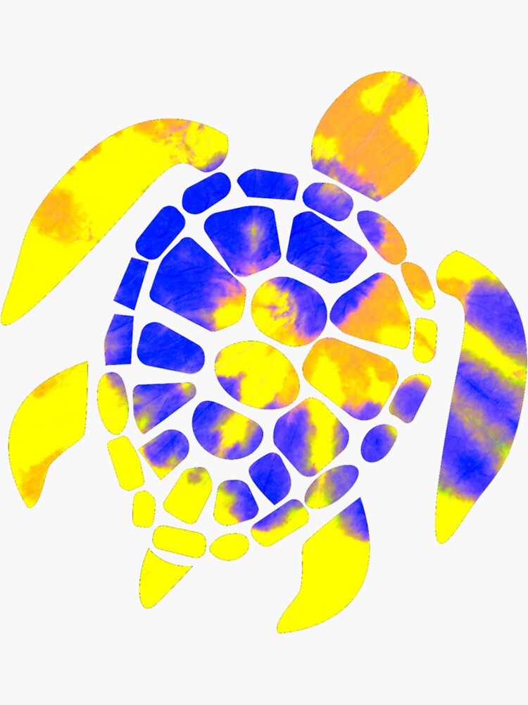 "Yellow and Blue Tie Dye Turtle Sea Trippy " Sticker for Sale by ...
