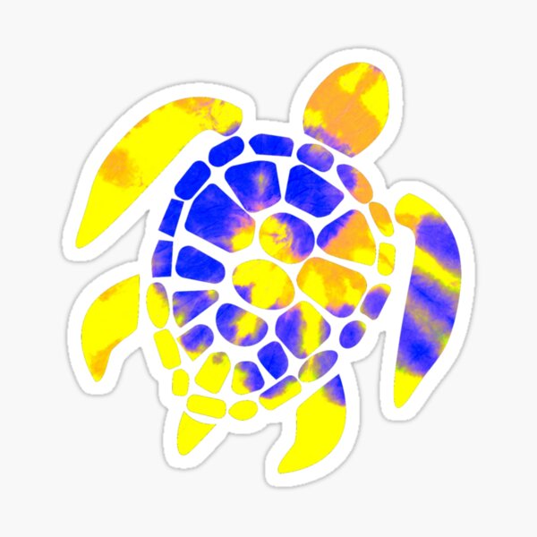 "Yellow and Blue Tie Dye Turtle Sea Trippy " Sticker for Sale by ...