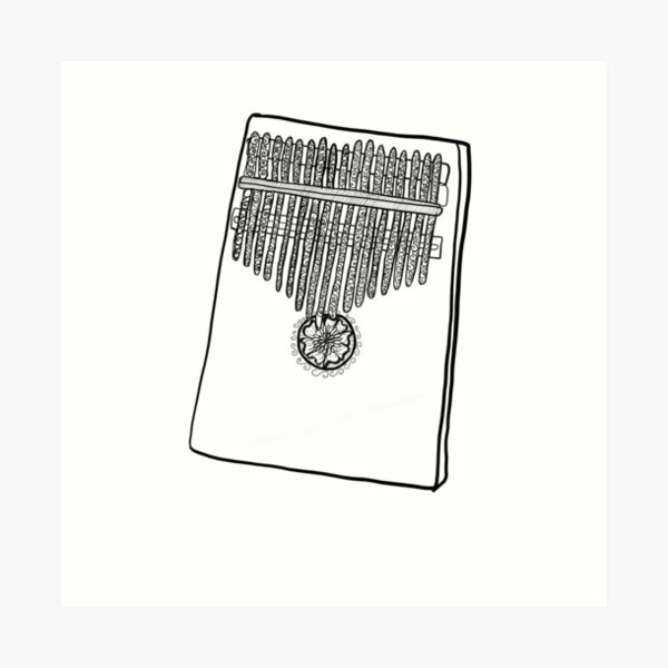 "Kalimba (Black and White Line Drawing)" Art Print for Sale by ...
