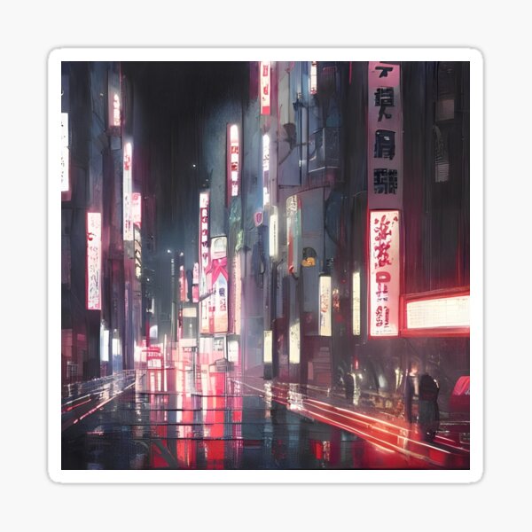 "Neo Tokyo - Empty Street - Night Lights" Sticker for Sale by Trendy ...