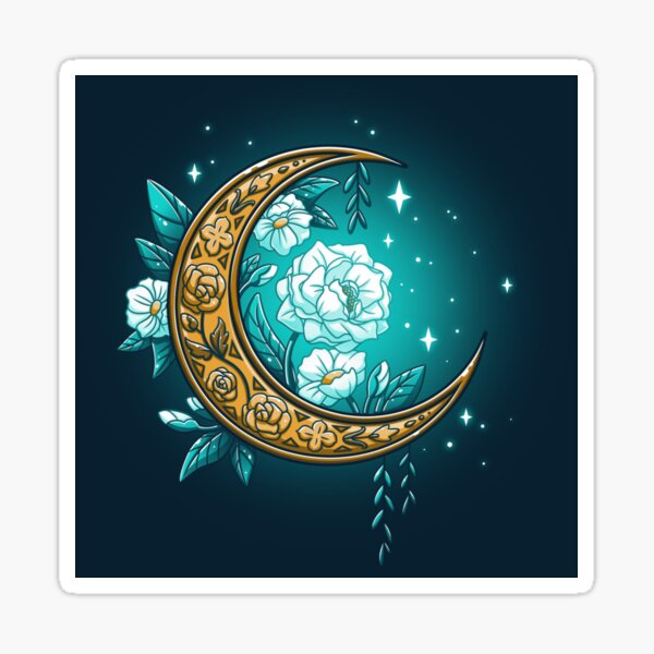 "Floral Moon" Sticker for Sale by fitainment | Redbubble