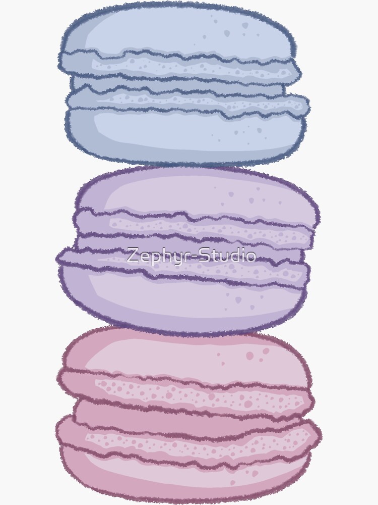 "Stack of Macarons: Pink, Purple, Blue" Sticker for Sale by Zephyr ...