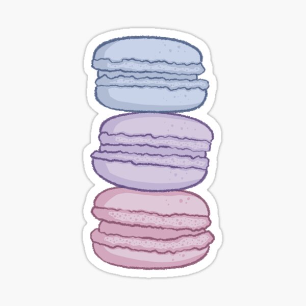 "Stack of Macarons: Pink, Purple, Blue" Sticker for Sale by Zephyr ...
