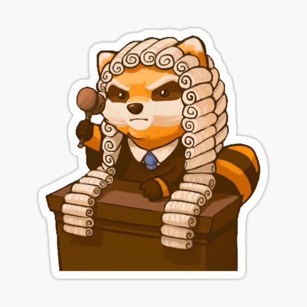 "Judge Spiffo with Gavel" Sticker for Sale by URBANHEROMEN | Redbubble