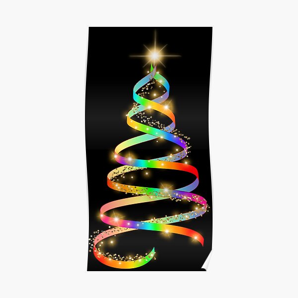 "Rainbow Christmas Tree with Glitter - Chakra Colors" Poster for Sale ...
