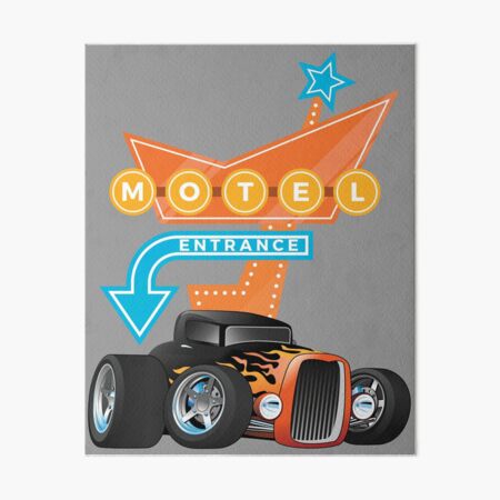 "Hot Rod Motel Retro Billboards Vintage Fifties Signage" Art Board ...