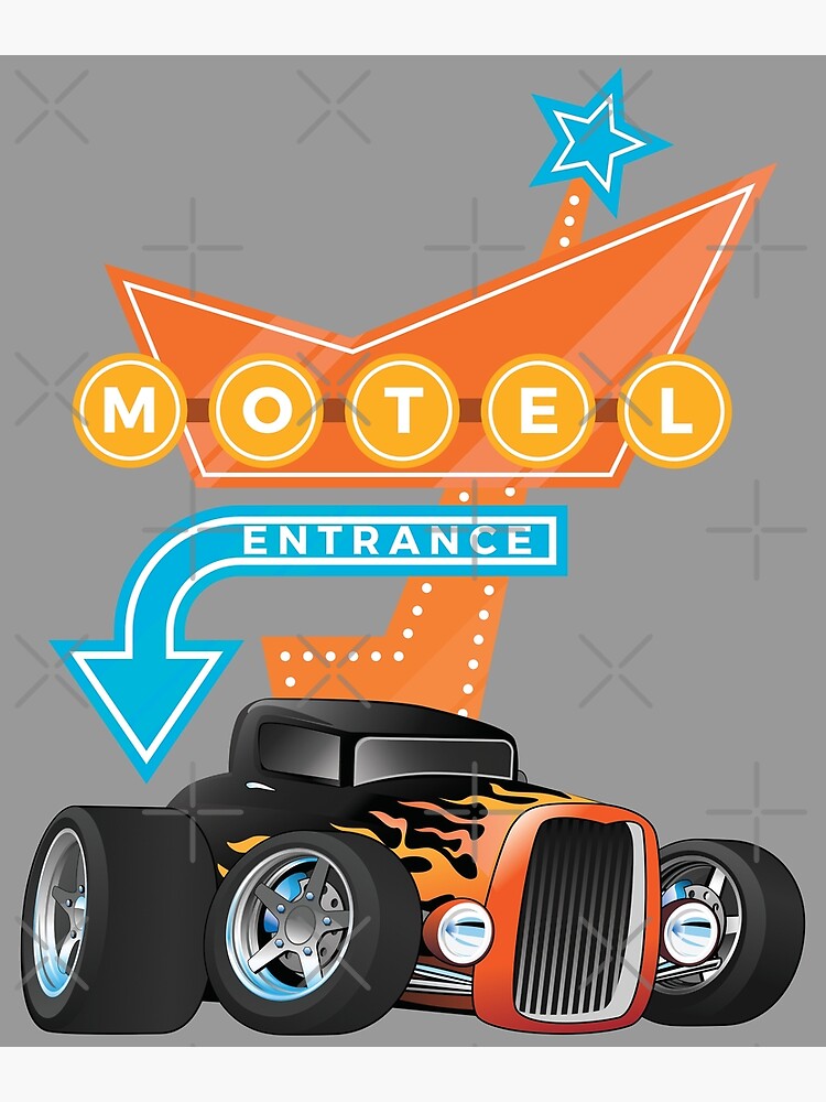 "Hot Rod Motel Retro Billboards Vintage Fifties Signage" Poster for ...