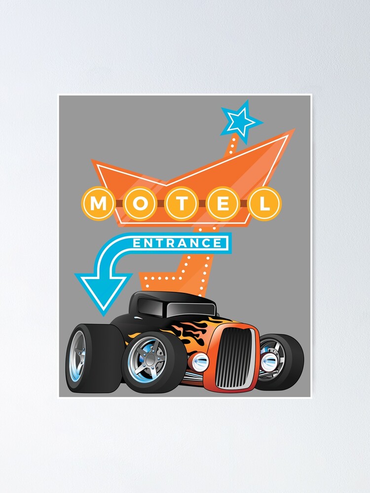 "Hot Rod Motel Retro Billboards Vintage Fifties Signage" Poster for ...