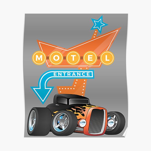 "Hot Rod Motel Retro Billboards Vintage Fifties Signage" Poster for ...