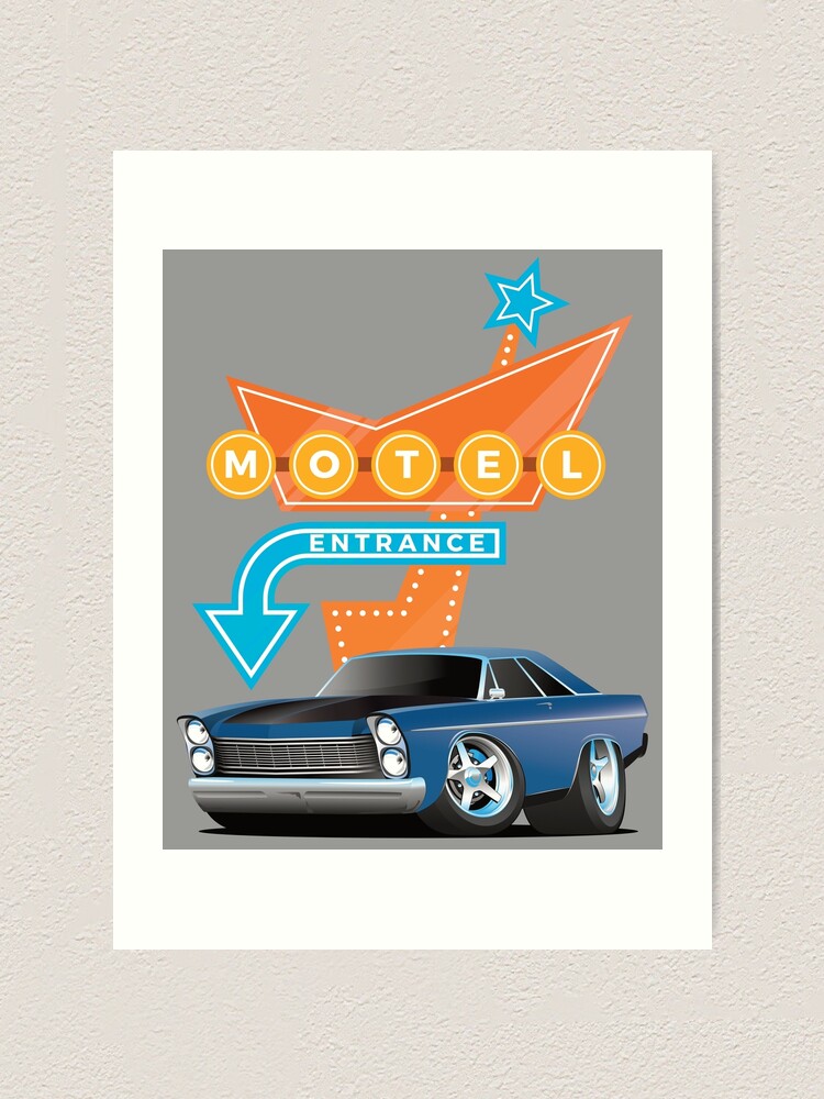 "Hot Rod Motel Retro Billboards Vintage Fifties Signage" Art Print for ...