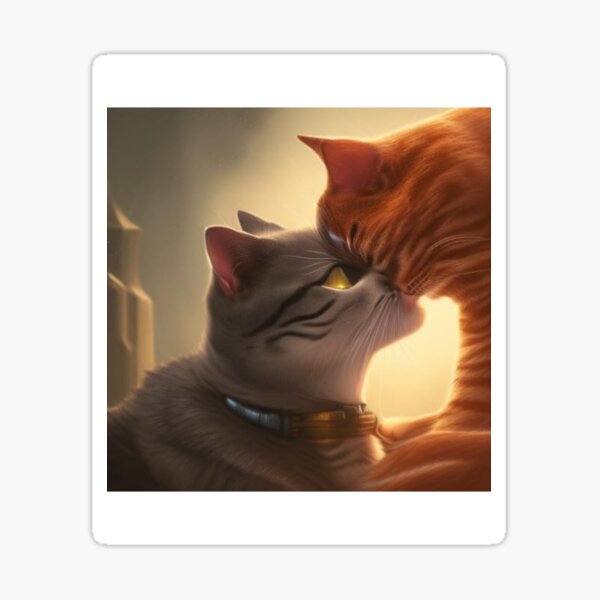 "Cats Kissing. Kissing Animals" Sticker for Sale by LeanDesigns | Redbubble