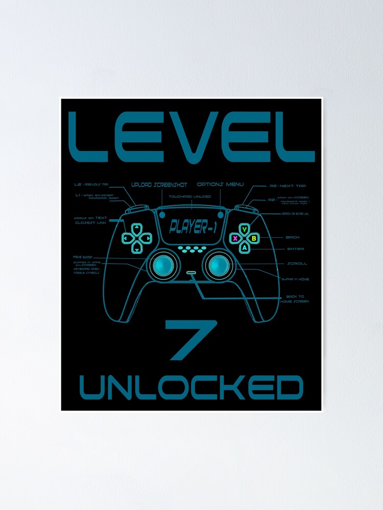 "Level 7 Unlocked Video Game 7th Birthday Gamer Boys" Poster for Sale ...
